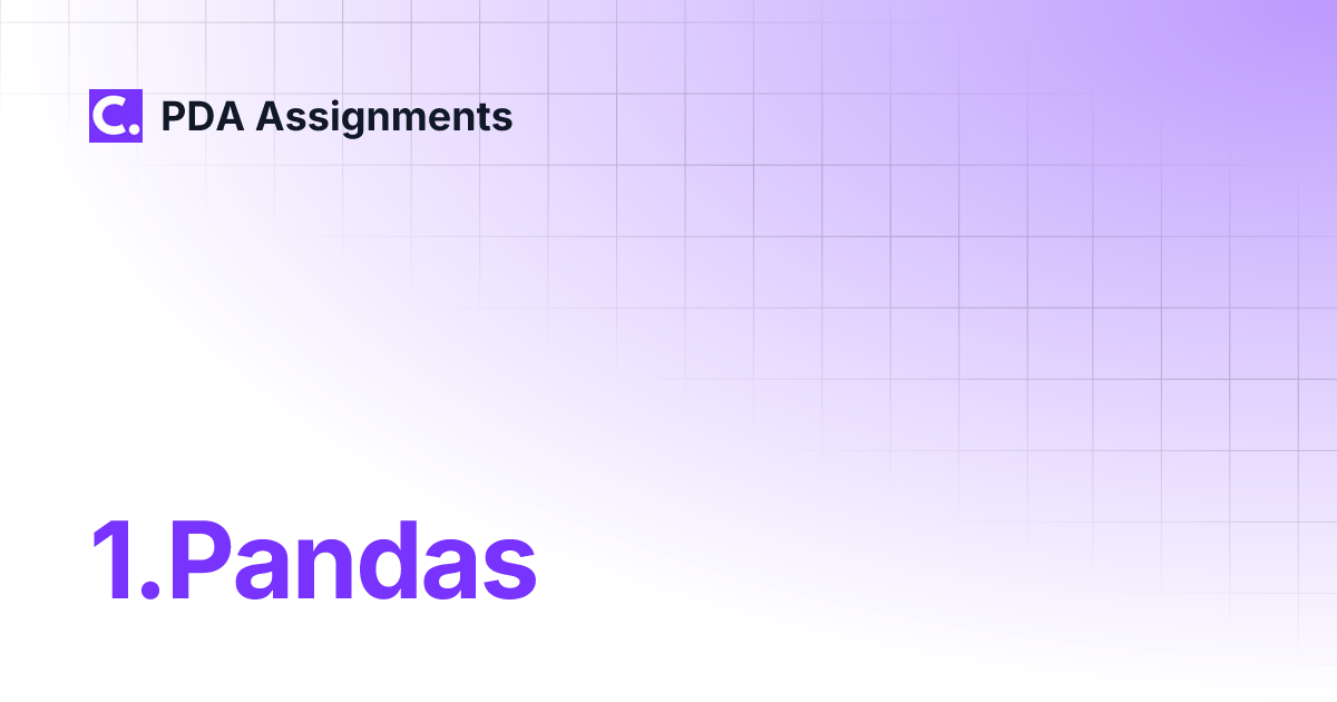 1.Pandas | PDA Assignments