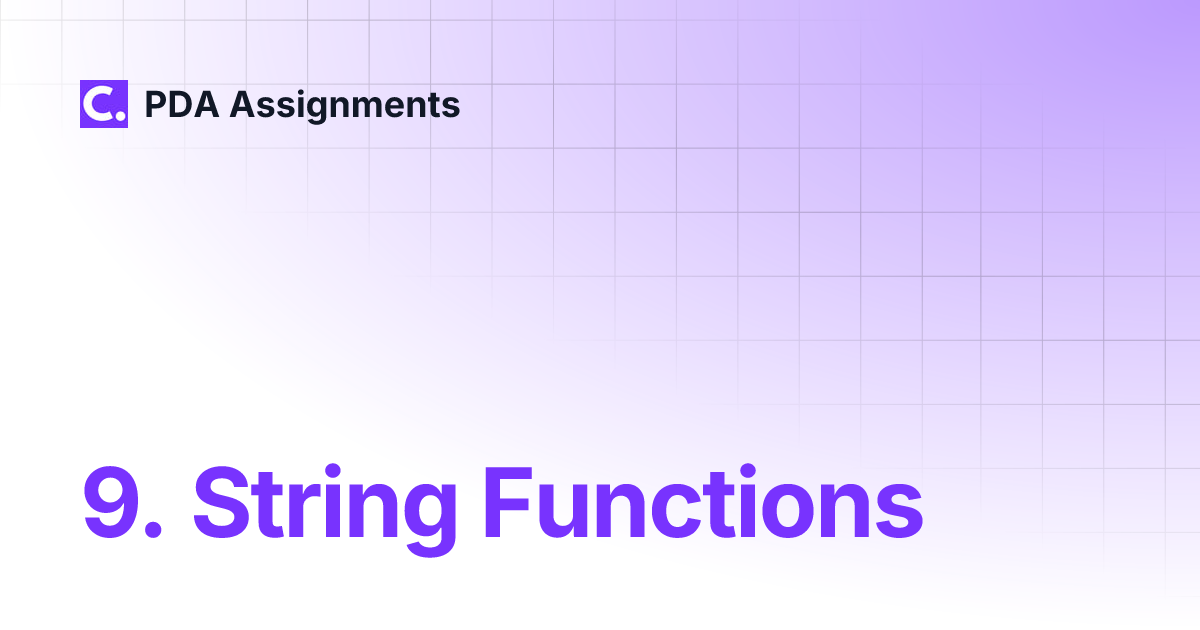 9. String Functions | PDA Assignments