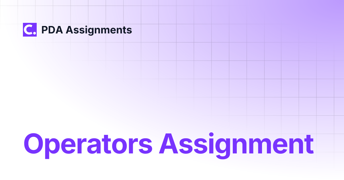 Operators Assignment | PDA Assignments