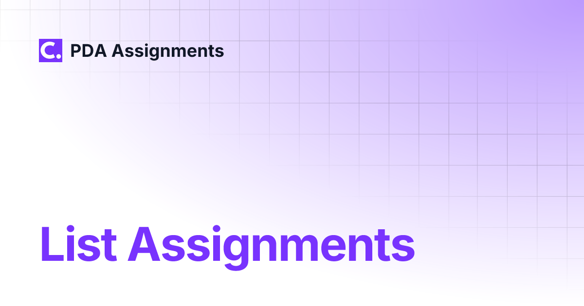 List Assignments | PDA Assignments