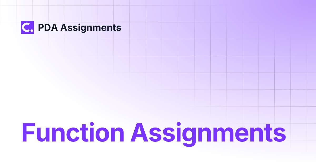 Function Assignments | PDA Assignments